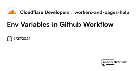 Env Variables In Github Workflow Cloudflare Developers