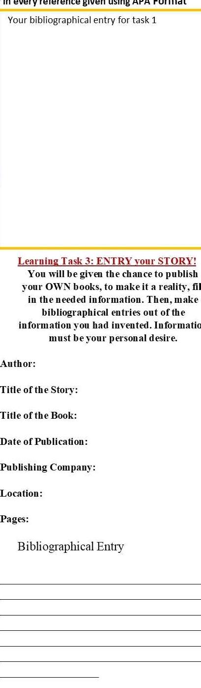 Your Bibliographical Entry For Task 1 Studyx