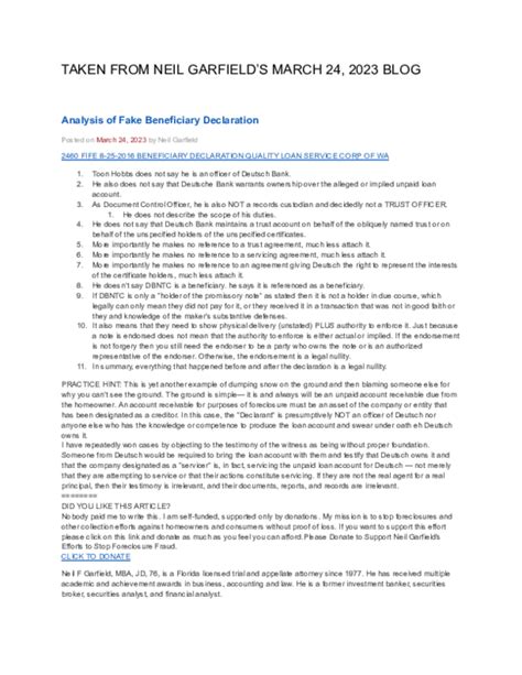 Pdf Example Of Fake Beneficiary Declaration Washington Legislature And Courts Claim Make