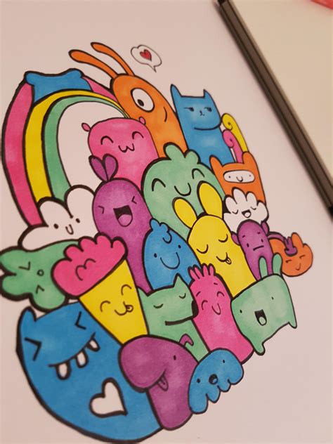 Doodle Art Easy Colourful