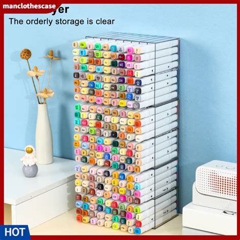 Manclothescase Mark Pen Storage Box Marker Container Box Acrylic Double