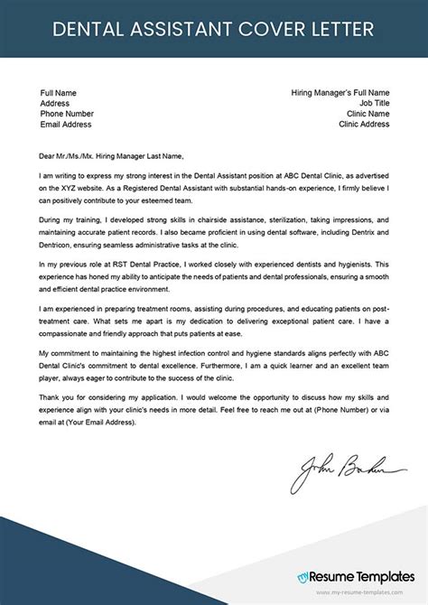 Dental Assistant Cover Letter Examples Dental Hygienist Cover Letter