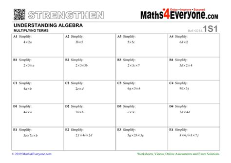 Multiplying Terms Worksheets With Solutions Teaching Resources