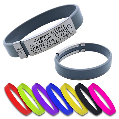 Silicone Medical Id Bracelet For Emergency Alert And Dnr Etsy