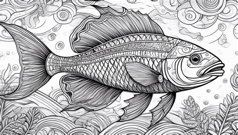 Fish Pattern Coloring Pages Illustration Contour Stock Illustration
