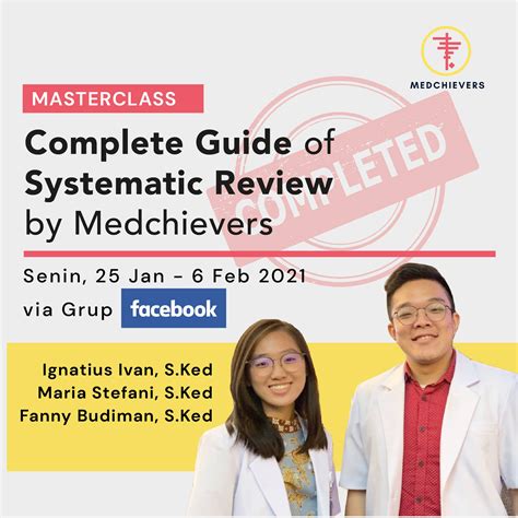 Masterclass 2021 Complete Guide To Systematic Review Facebook