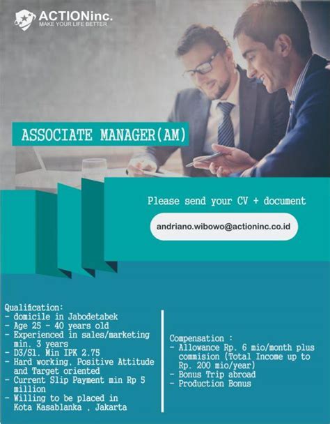 Lowongan Kerja Associate Manager Senior Associate Manager Di Action