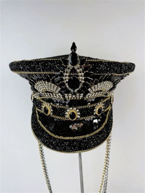 Glitz Girls Uk Handmade Black Sequin Rhinestone Captain 2nd Lt Officer