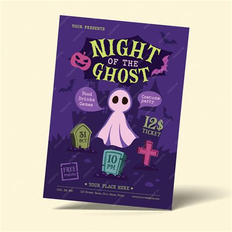 Premium Vector Halloween Night Ghost Party Flyer Template