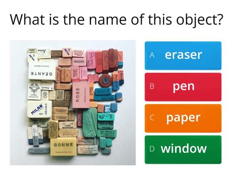 Naming The Classroom Objects Quiz