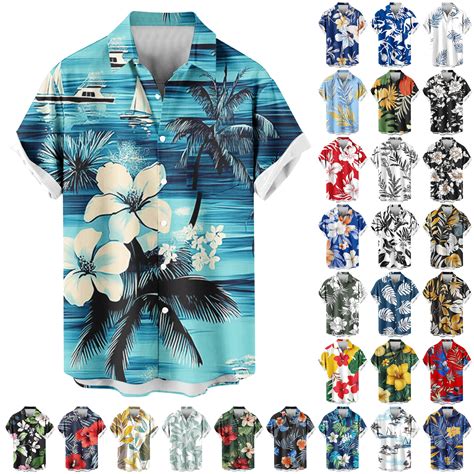 Ddapj Pyju Mens Hawaiian Shirts Short Sleeve Button Down Shirt Mens Vacation Shirts Summer