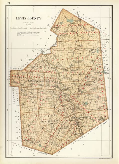 Lewis County 1895 Map New York Reprint Land Patents Bien State Etsy Uk