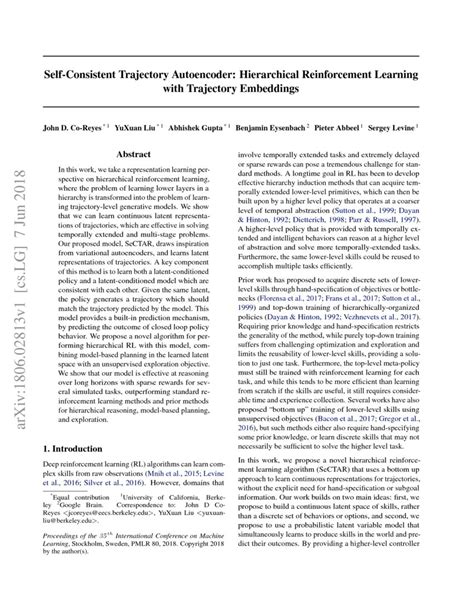 Self Consistent Trajectory Autoencoder Hierarchical Reinforcement Learning With Trajectory