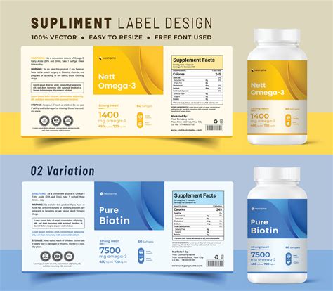 Multi Vitamin Label Sticker Design And Natural Food Supplement Banner