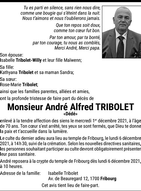 André Alfred Tribolet Hommages