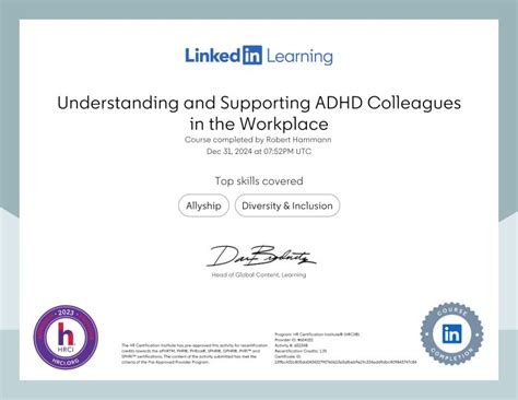 Just Finished The Course Understanding And Supporting Adhd Colleagues In The Workplace” By