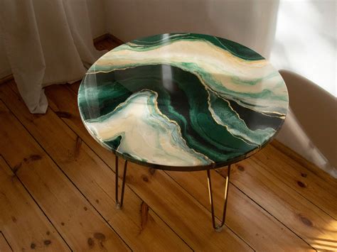 Emerald Green Coffee Table Resin Coffee Table Green Gold Etsy