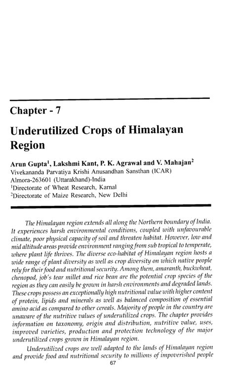 Pdf Underutilized Crops Of Himalayan Region