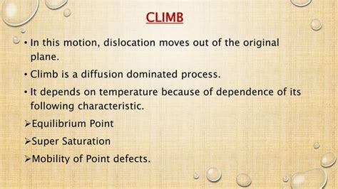 Climb And Cross Slip Of Dislocation Pptx