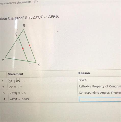 Answered Ove Similarity Statements Etx Plete The Proof That Apqt Aprs
