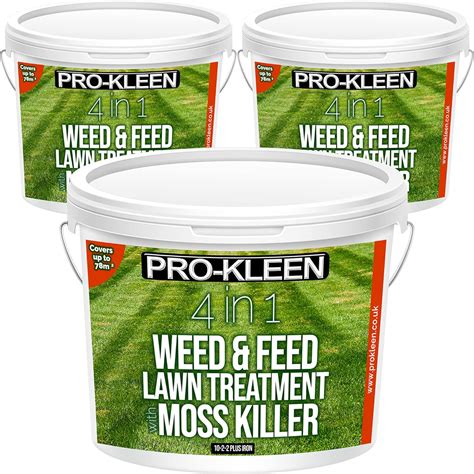 Pro Kleen 4 In 1 Weed And Feed Lawn Treatment With Moss Killer Greens