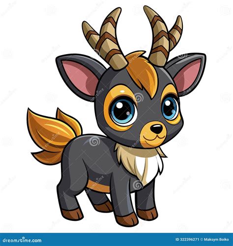 Black Buck Learns Vector Kawaii Stock Vector Illustration Of Cute