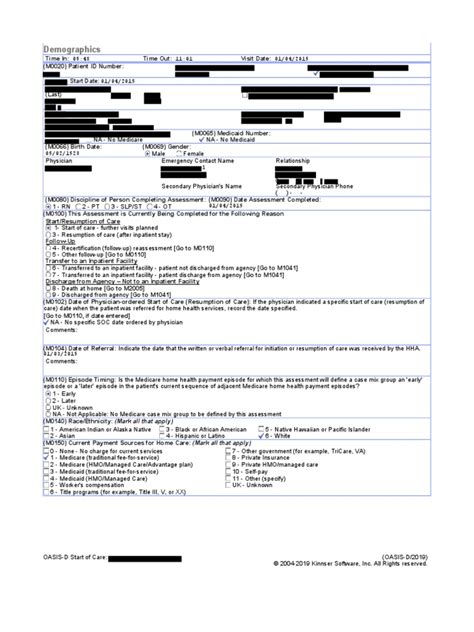 Test Case 3 Oasis Redacted Pdf Medical Diagnosis Pain