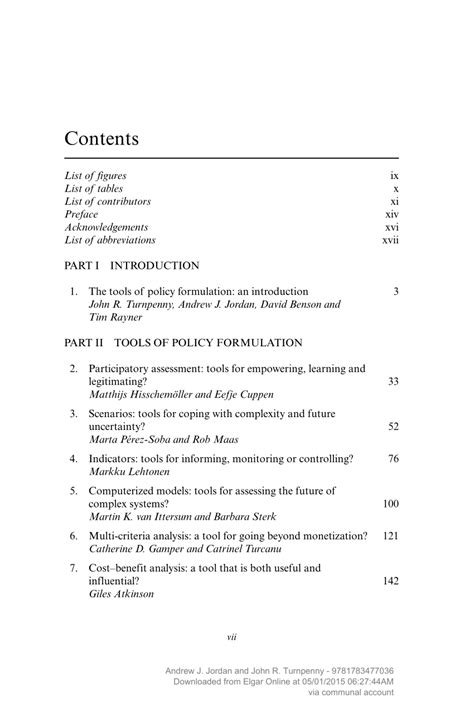 Pdf The Tools Of Policy Formulationcontents