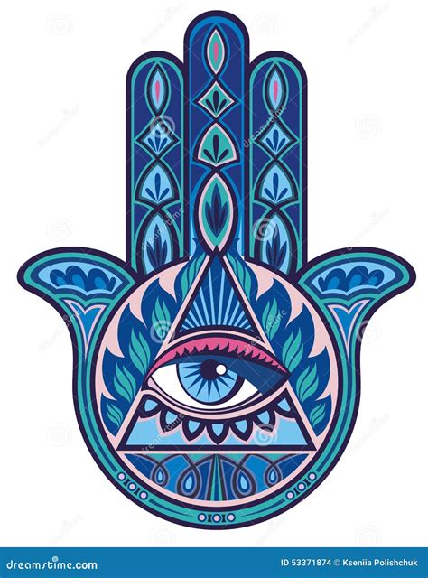 Hamsa Hand Stock Vector Illustration Of Magical Happiness 53371874