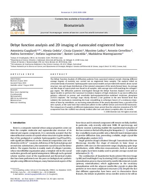 Pdf Debye Function Analysis And 2d Imaging Of Nanoscaled Engineered Bone