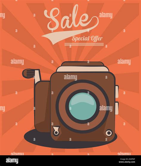 Vintage Video Camera Sale Special Offer Technology Retro Poster Stock