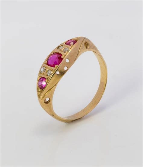 Victorian Ruby And Diamond Gypsy Ring 18ct Gold 3g Rings Jewellery