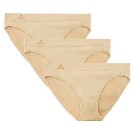Balanced Tech Womens 3 Pack Seamless Low Rise Bikini Panties Nude