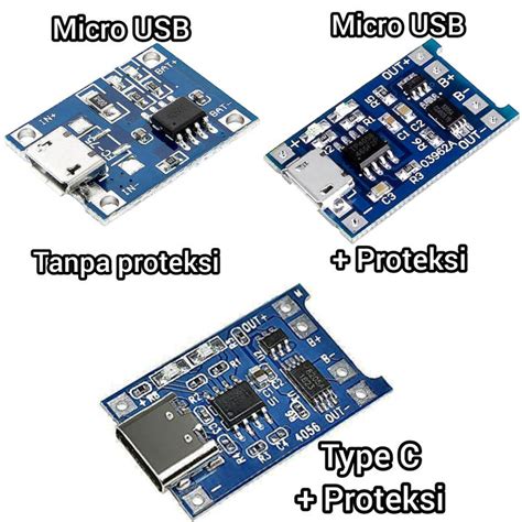 Modul Charger Tp4056 Protection Micro Usb Type C Lazada Indonesia