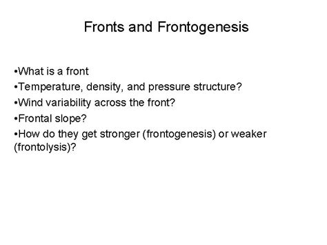 Fronts And Frontogenesis What Is A Front Temperature