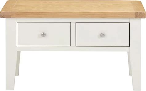 Windsor Oak And Ivory Coffee Table With Drawers Fully Assembled