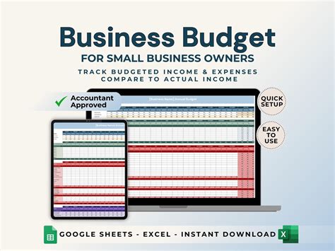 Small Business Budget Spreadsheet Income And Expense Tracker Digital