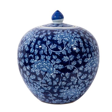 Blue Peony Vine Melon Jar Lighting Furniture Mirrors And