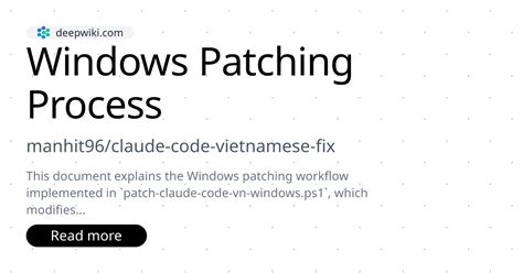 Windows Patching Process Manhit96claude Code Vietnamese Fix Deepwiki