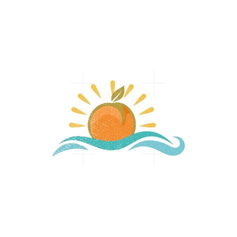 Peach Sunshine Sea Waves Vintage Logo