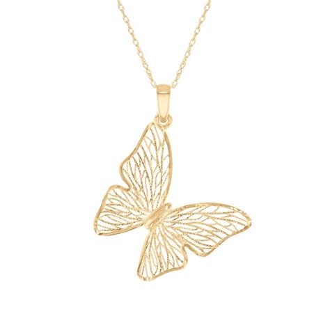 10k Yellow Gold Butterfly Pendant Necklace Reeds Jewelers