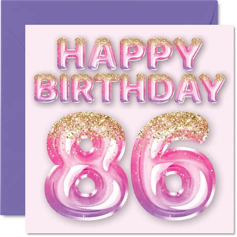 86th Birthday Card For Women Pink And Purple Glitter