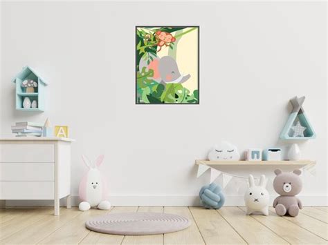 Postercity Poster Blije Lachende Olifant En Aapje In De Jungle Junglesafari