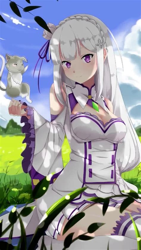 Iphone And Android Emilia And Puck In The Field Re Zero Phone Live