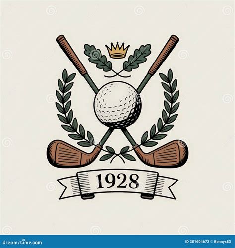 Vintage Golf Club Emblem 1928 With Crossed Clubs And Crown Royalty Free Stock Image
