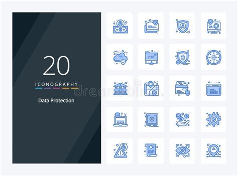 20 Data Protection Blue Color Icon For Presentation Stock Vector Illustration Of File