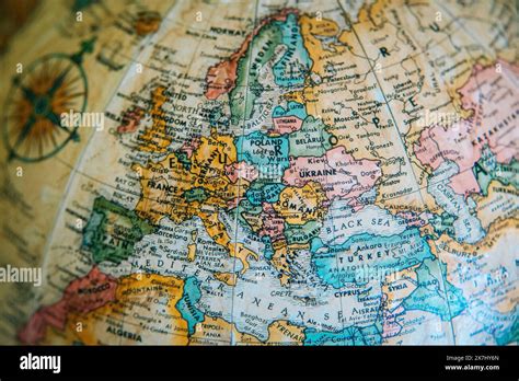 A Detailed Vintage Globe Map Highlighting The Geography Of Europe Including Ukraine Russia