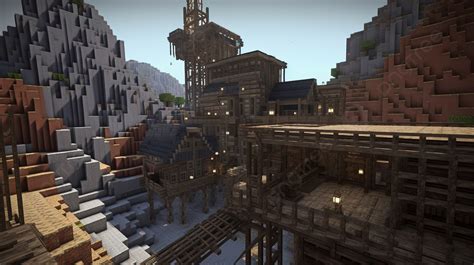Fundo Mostra Uma Vila De Minecraft Fora Da Cidade Fundo Imagem Da Mina