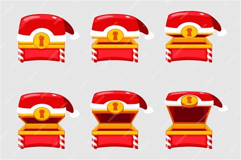 Premium Vector Animation Christmas Chest In Cartoon Style Step By Step Red Treasure Chest In