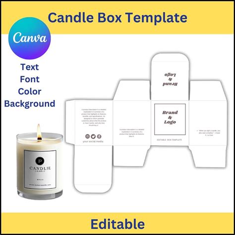 Candle Packaging Box Template Diy Printable Candle Box For Small Business Editable Candle